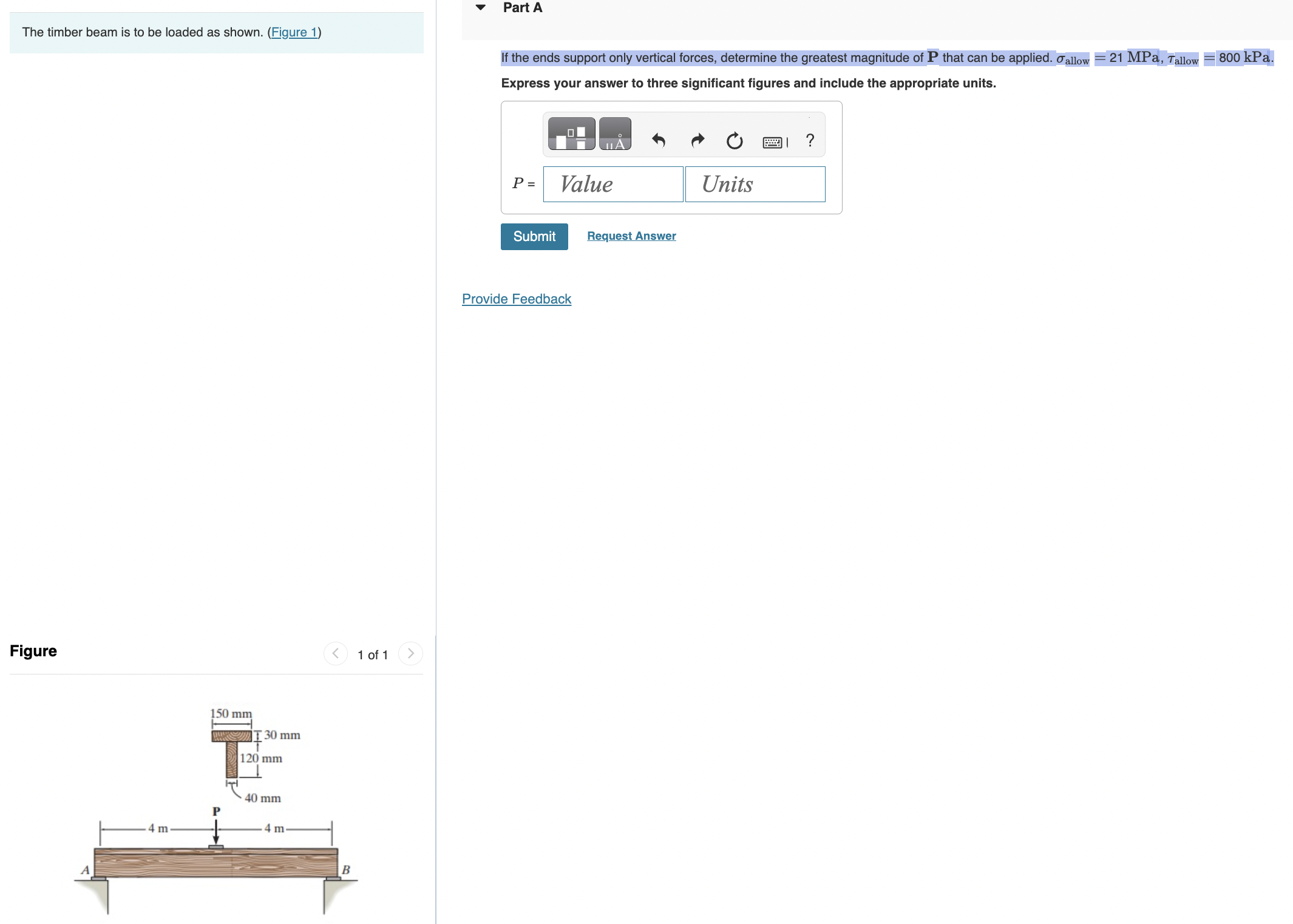 Solved PLEASE HELP The timber beam is to be loaded as shown. | Chegg.com
