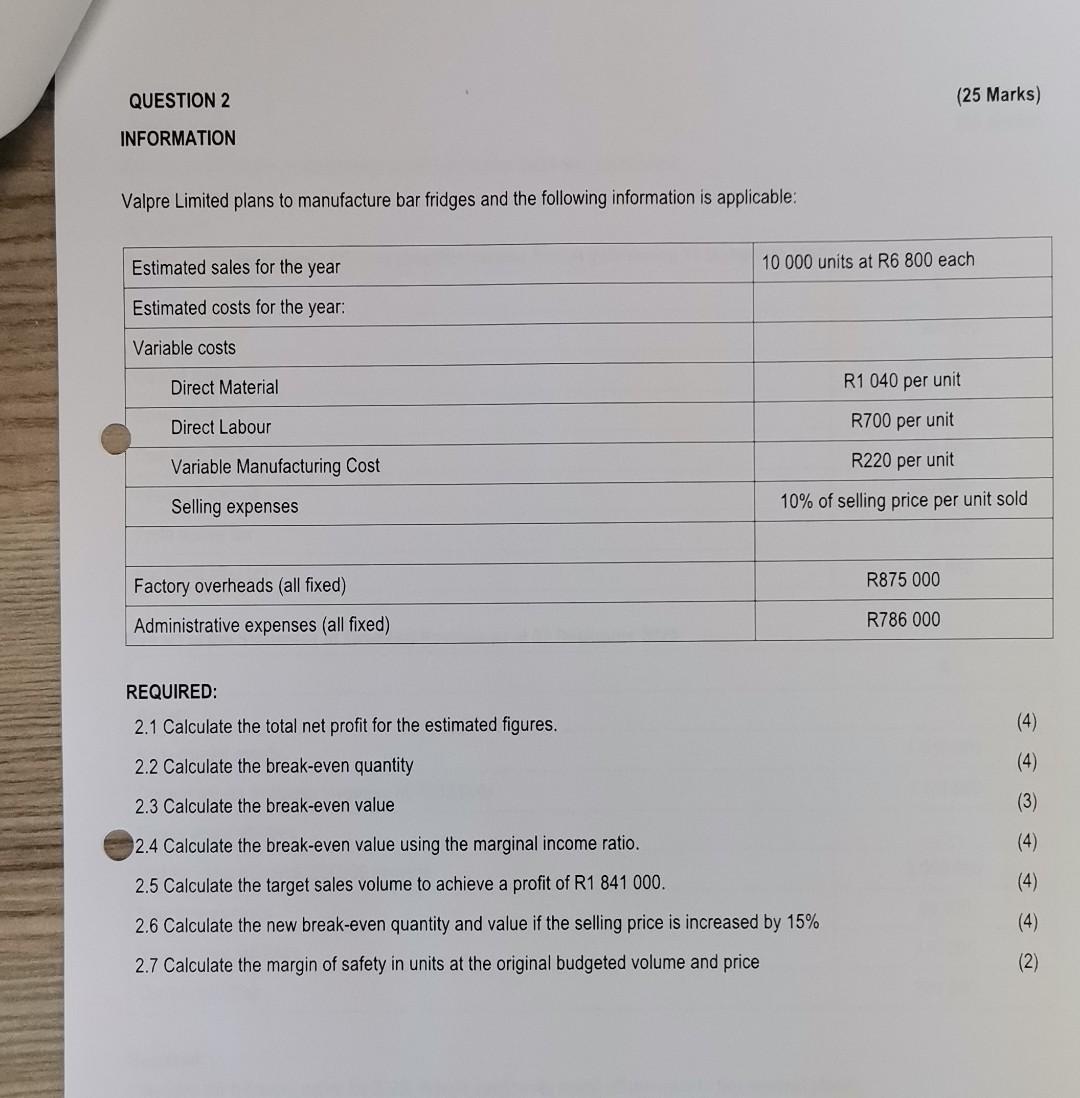 Solved Answer ALL questions in [100 MARKS] QUESTION 1 (25 | Chegg.com