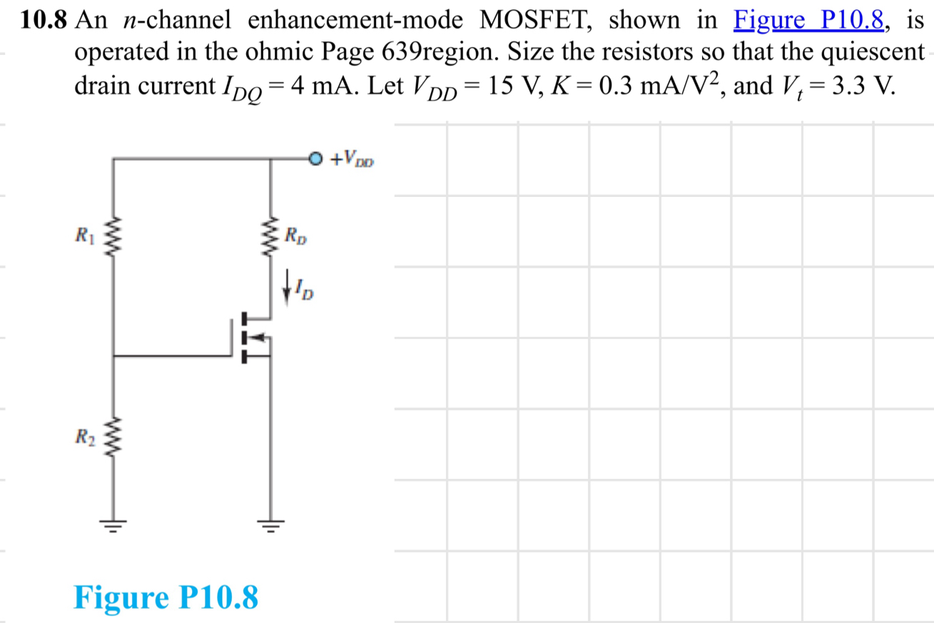 Solved 10.8 ﻿An n-channel enhancement-mode MOSFET, shown in | Chegg.com