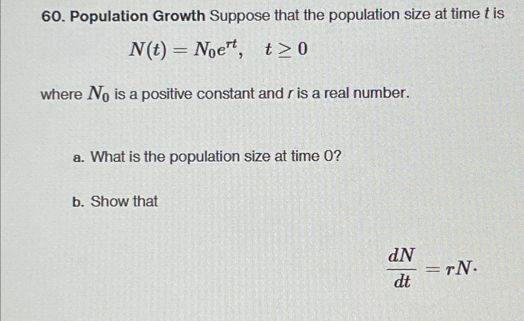Solved Population Growth Suppose that the population size at | Chegg.com
