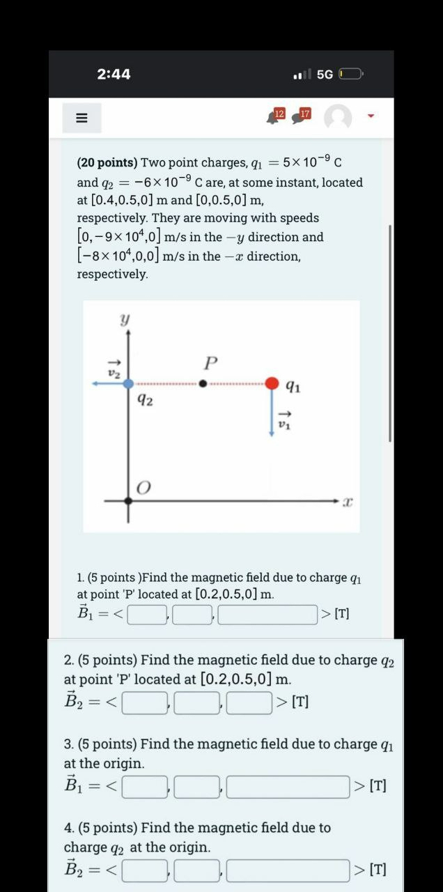 Solved (5 ﻿points) ﻿Find the magnetic field due to charge | Chegg.com