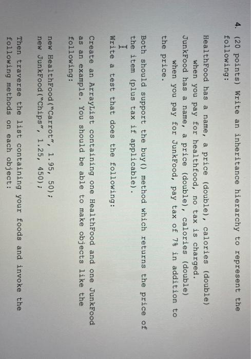 Solved 4. (20 points) Write an inheritance hierarchy to | Chegg.com