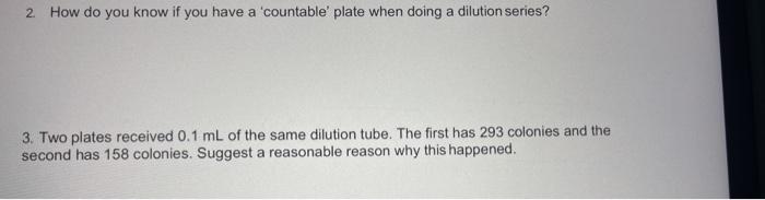 Solved 2. How do you know if you have a 'countable' plate | Chegg.com