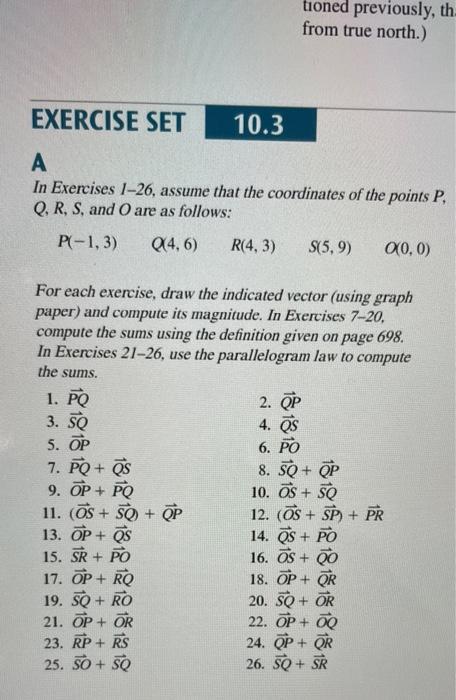 Solved tioned previously, th from true north.) EXERCISE SET | Chegg.com
