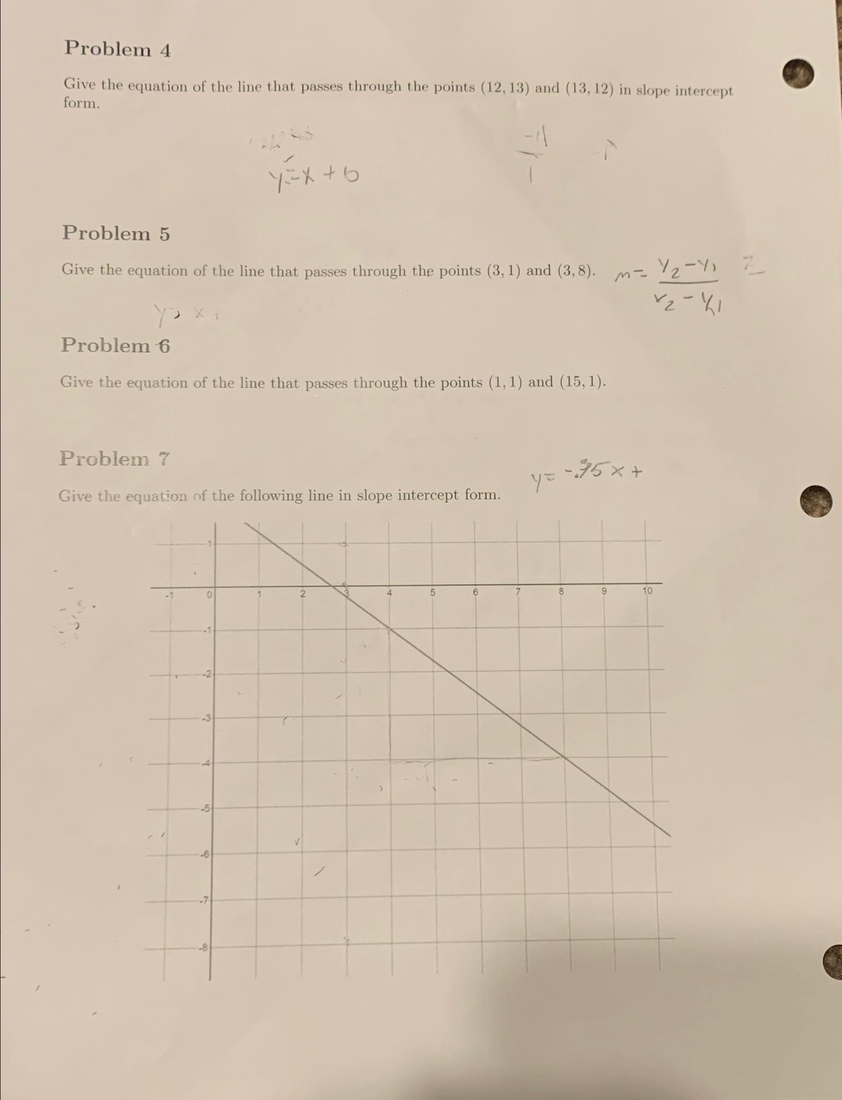 Solved Problem 4Give the equation of the line that passes | Chegg.com