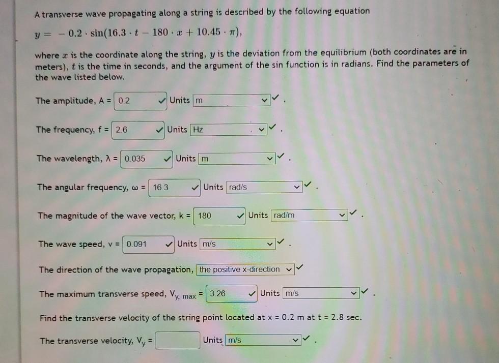 Solved A transverse wave propagating along a string is | Chegg.com