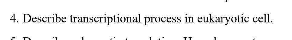 Solved 4. Describe transcriptional process in eukaryotic | Chegg.com