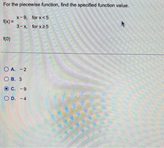 Solved For the piecewise function, find the specified | Chegg.com