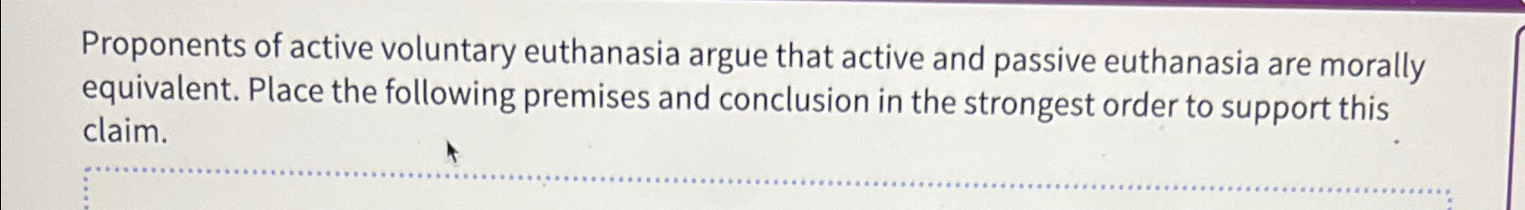Solved Proponents of active voluntary euthanasia argue that | Chegg.com