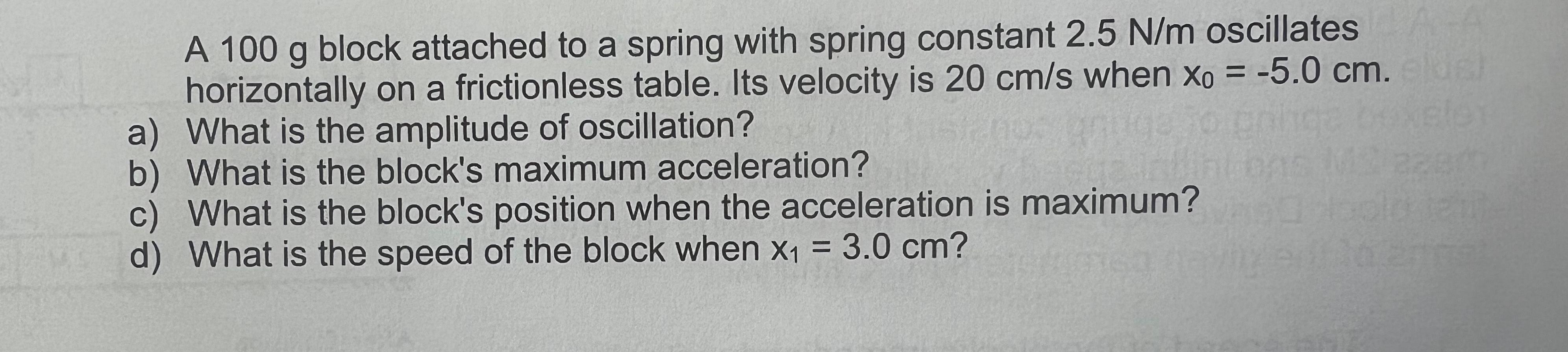 Solved A 100g block attached to a spring with spring | Chegg.com