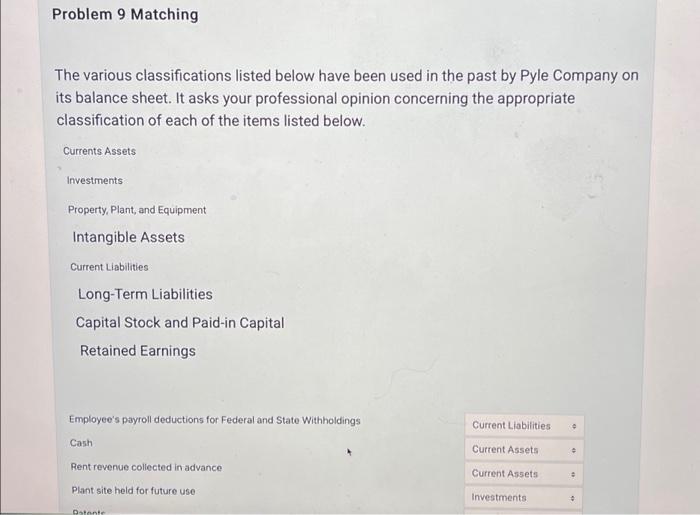 Solved The various classifications listed below have been | Chegg.com