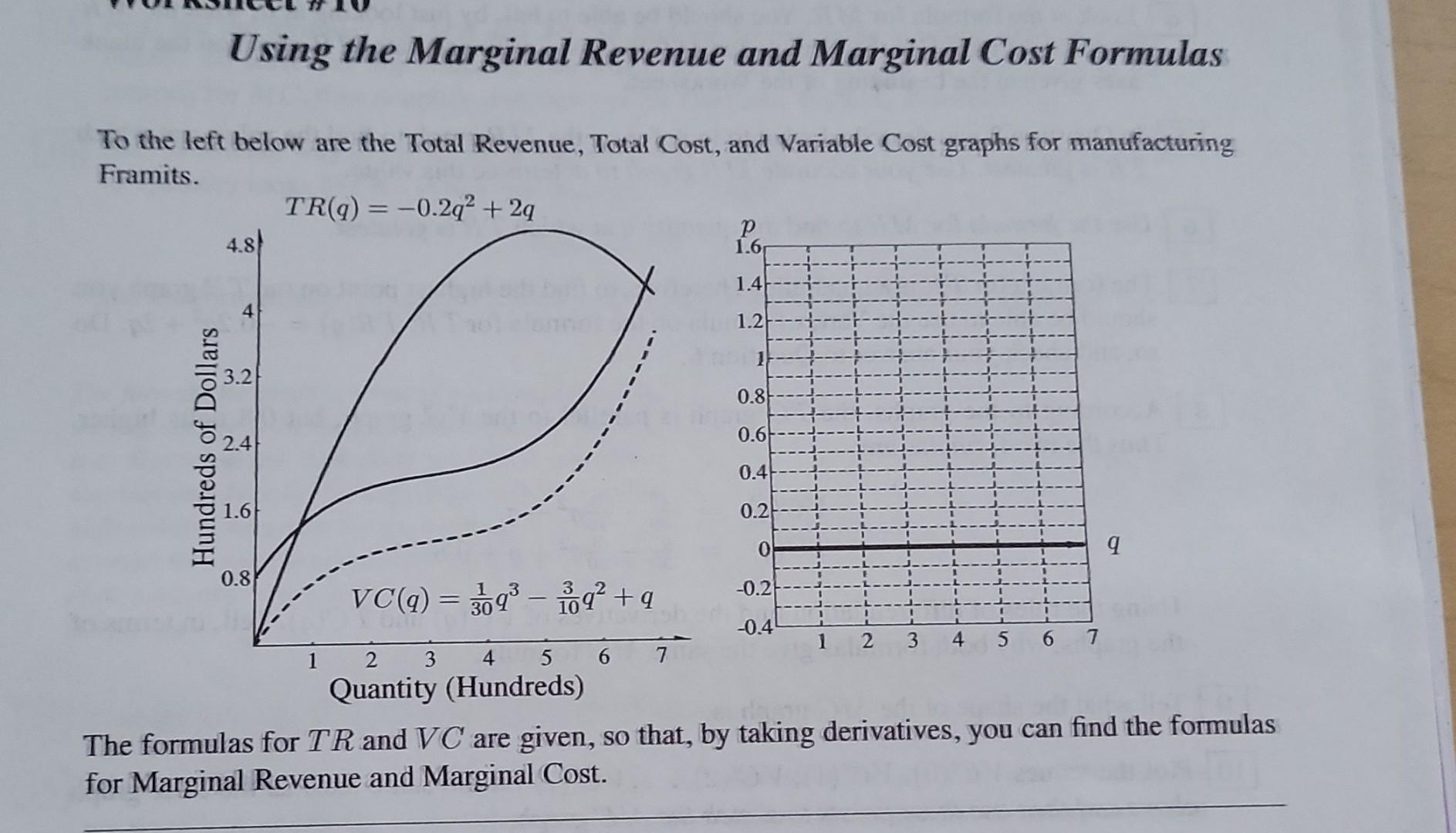 Solved Using the Marginal Revenue and Marginal Cost Formulas | Chegg.com