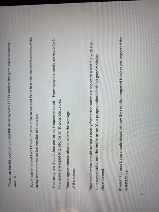 Solved Create an Intellij application that fills an array | Chegg.com