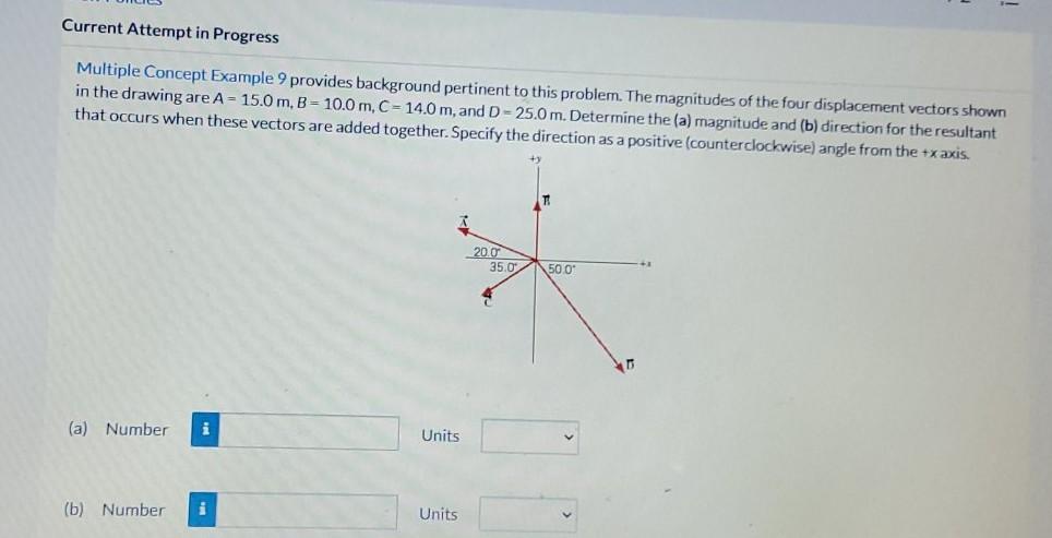 Solved Current Attempt in Progress Multiple Concept Example | Chegg.com