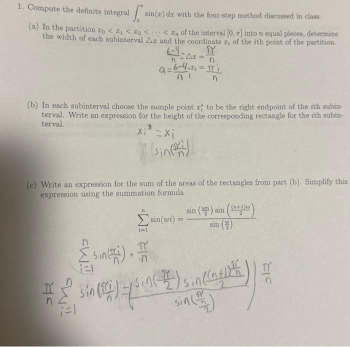 Solved 1. Compute the definite integral with the four-step | Chegg.com