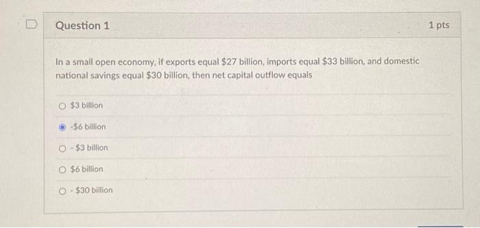Solved Question 1 In a small open economy, if exports equal | Chegg.com