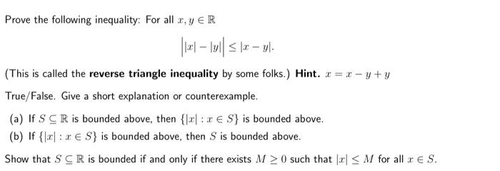 Solved Prove the following inequality: For all x,y∈R | Chegg.com