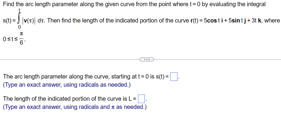 Solved The arc length parameter along the curve, starting at | Chegg.com