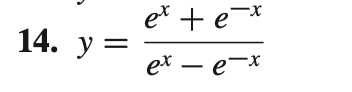 Solved y=ex+e-xex-e-x ﻿solve the derivative | Chegg.com