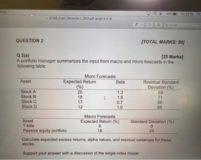 Help 88% Fri 14:16 EF306_Exam Semester 1_2021.pdf | Chegg.com