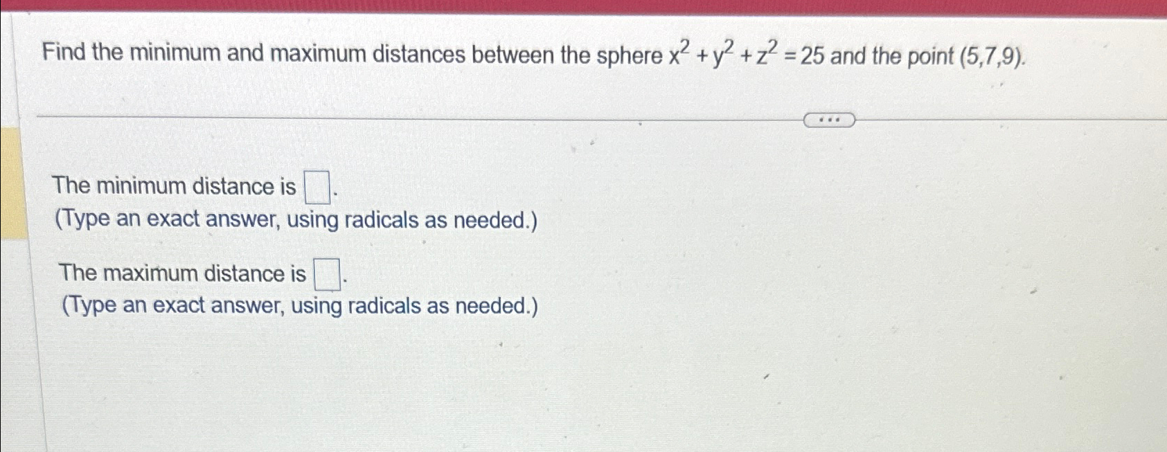 Solved Find the minimum and maximum distances between the | Chegg.com