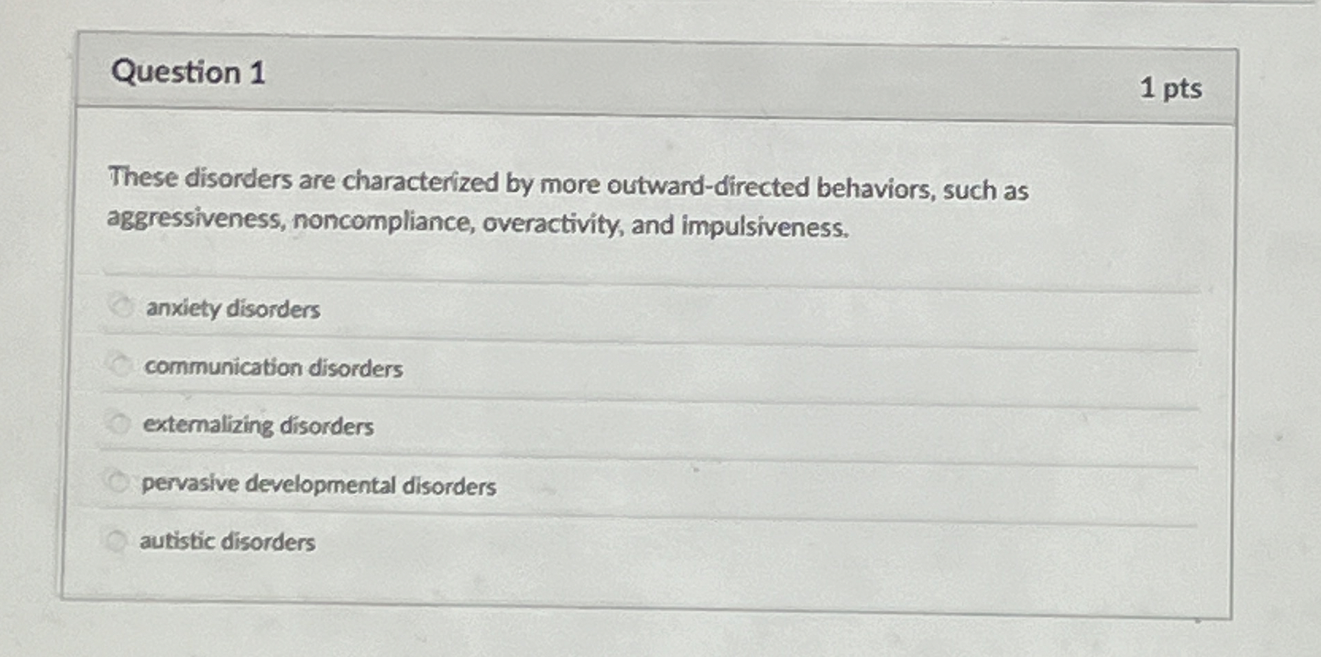 Solved Question 11 ﻿ptsThese disorders are characterized by | Chegg.com