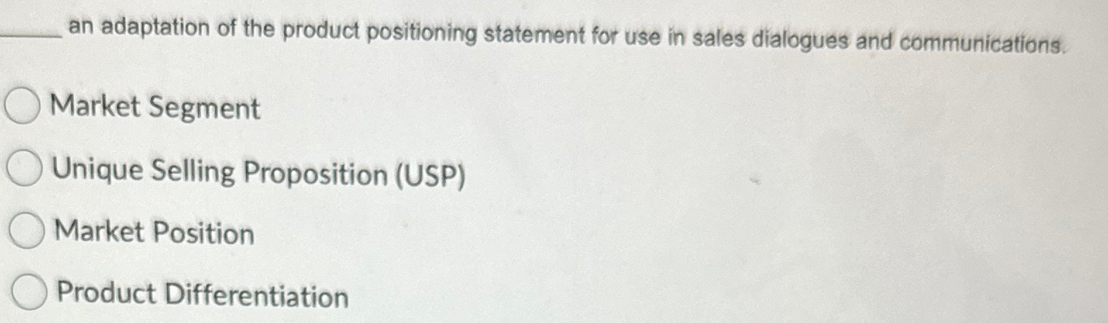 Solved an adaptation of the product positioning statement | Chegg.com