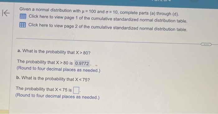 Solved Given a standardized normal distribution (with a mean | Chegg.com