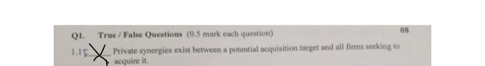 Solved Private synergies exist between a potential | Chegg.com