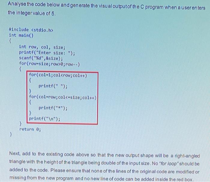 Solved Analyse the code below and generate the visual output | Chegg.com