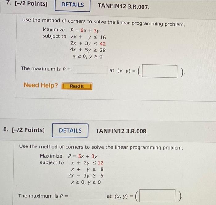 Solved 7. (-/2 Points] DETAILS TANFIN12 3.R.007. Use the | Chegg.com