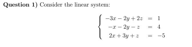 For each linear system below, answer the following | Chegg.com
