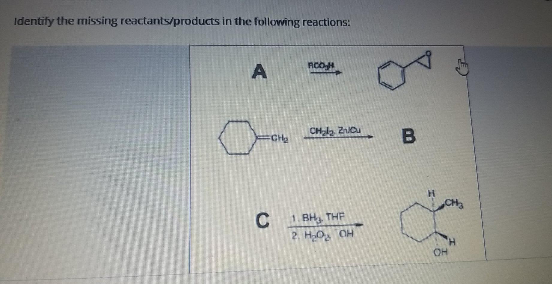 Solved Identify the missing reactants/products in the | Chegg.com