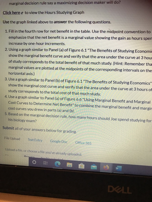 Solved marginal decision rule say a maximizing decision | Chegg.com