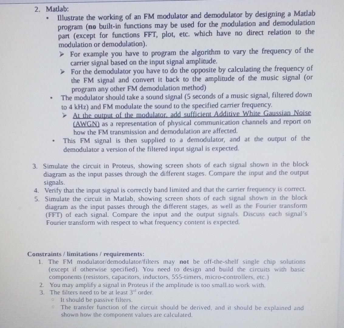 Solved Aim: To design and build a FM modulator and | Chegg.com