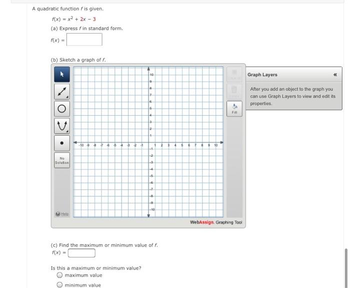 Solved A quadratic function is given (x) = x2 + 2x - 3 (a) | Chegg.com