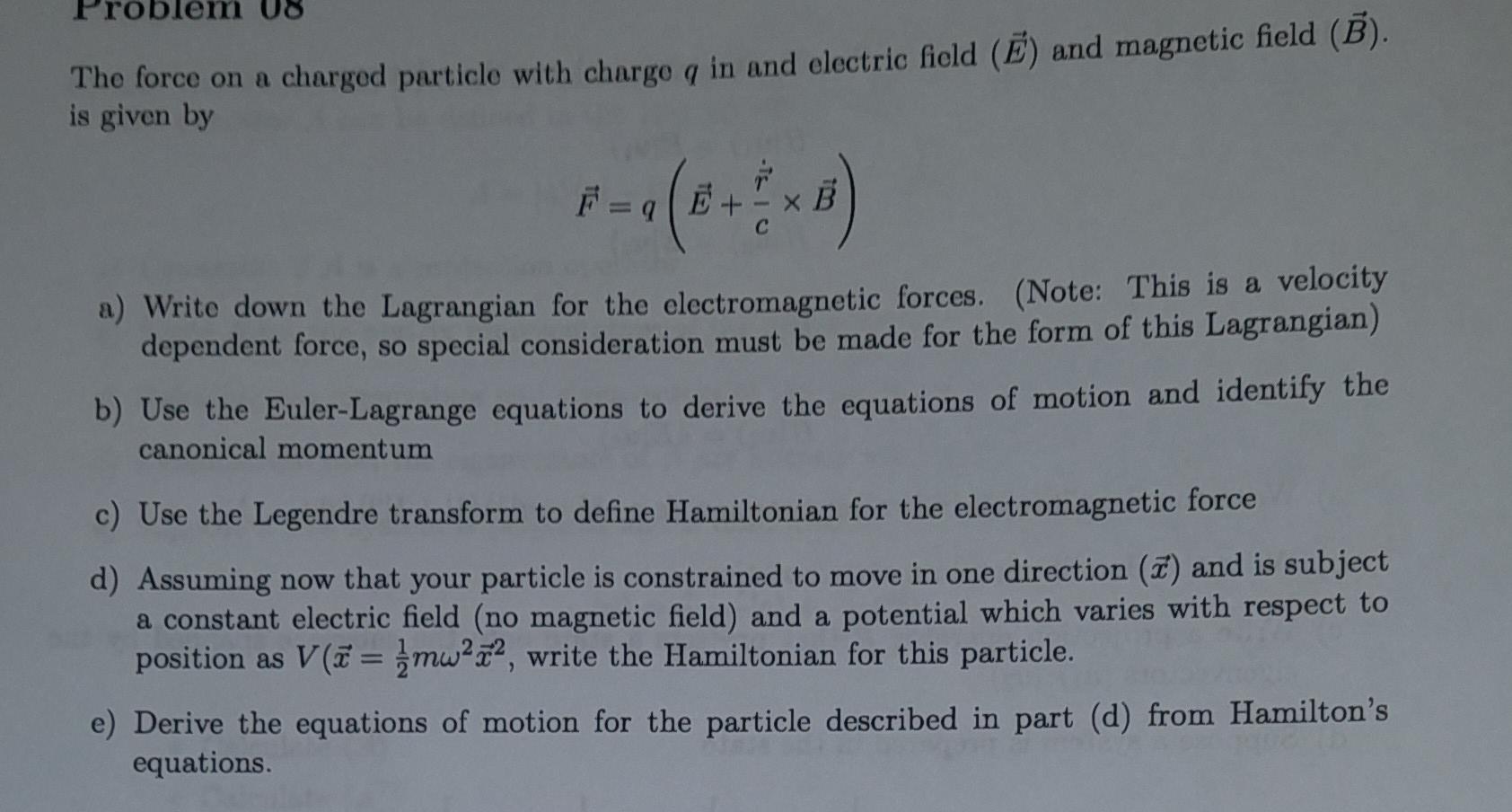 The force on a charged particle with charge q in and | Chegg.com