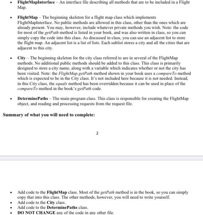 FlightMapinterface - An interface file describing all | Chegg.com