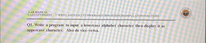 Solved LAB MANUAL LAB EXPERIMENT -7: WRITE AND EXECUTE | Chegg.com