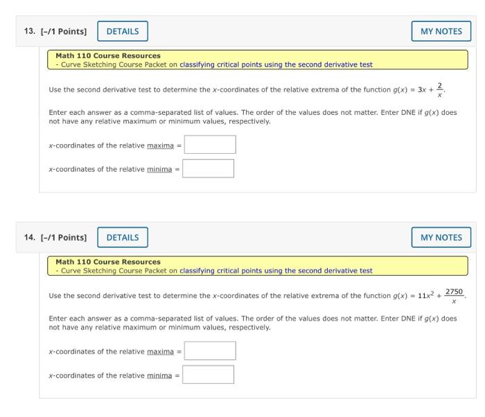 Solved - Curve Sketching Course Packet on classifying | Chegg.com