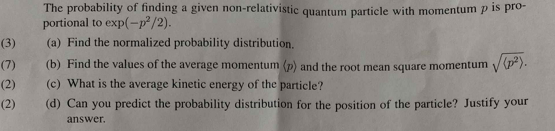 Solved The probability of finding a given non-relativistic | Chegg.com