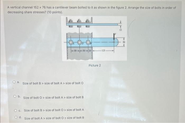 Solved A vertical channel 152×76 has a cantilever beam | Chegg.com