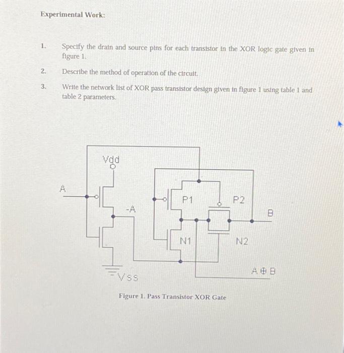 Experimental Work: 1. Specify the drain and source | Chegg.com