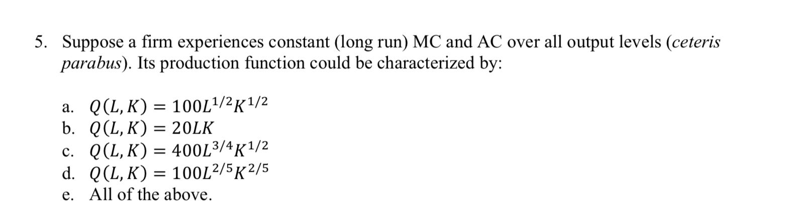 Solved Suppose a firm experiences constant (long run) ﻿MC | Chegg.com