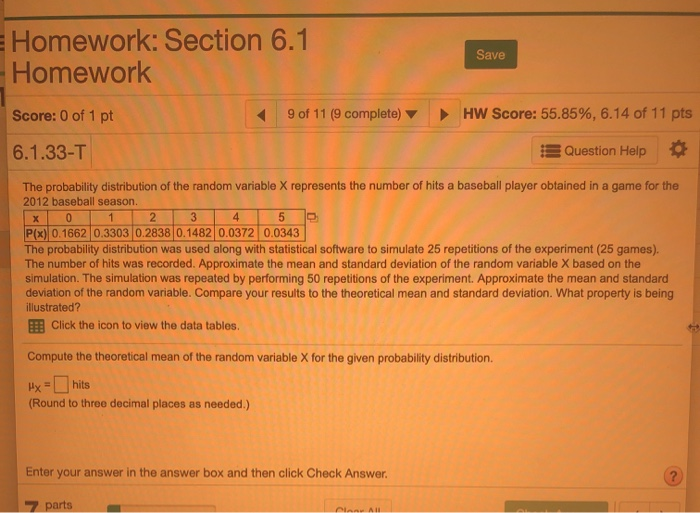 Solved E Homework Section 6 1 Homework Save Score 0 Of 1