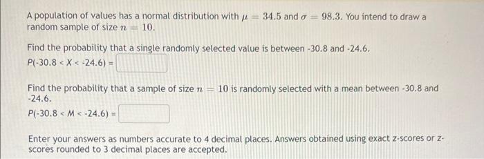 Solved A population of values has a normal distribution with | Chegg.com