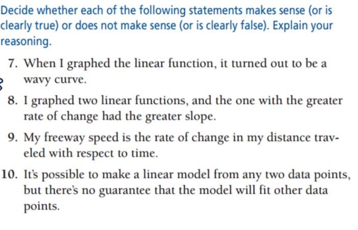 Solved Decide whether each of the following statements makes | Chegg.com