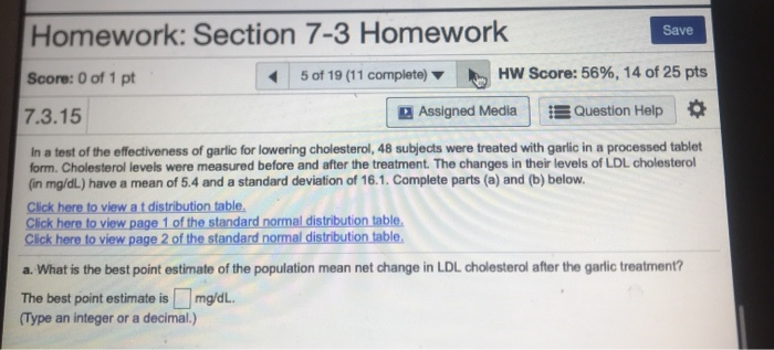 Solved Homework: Section 7-3 Homework Save 5 of 19 (11 | Chegg.com Solved Homework: Section 7-3 Homework Save 5 of 19 (11 | Chegg.com
