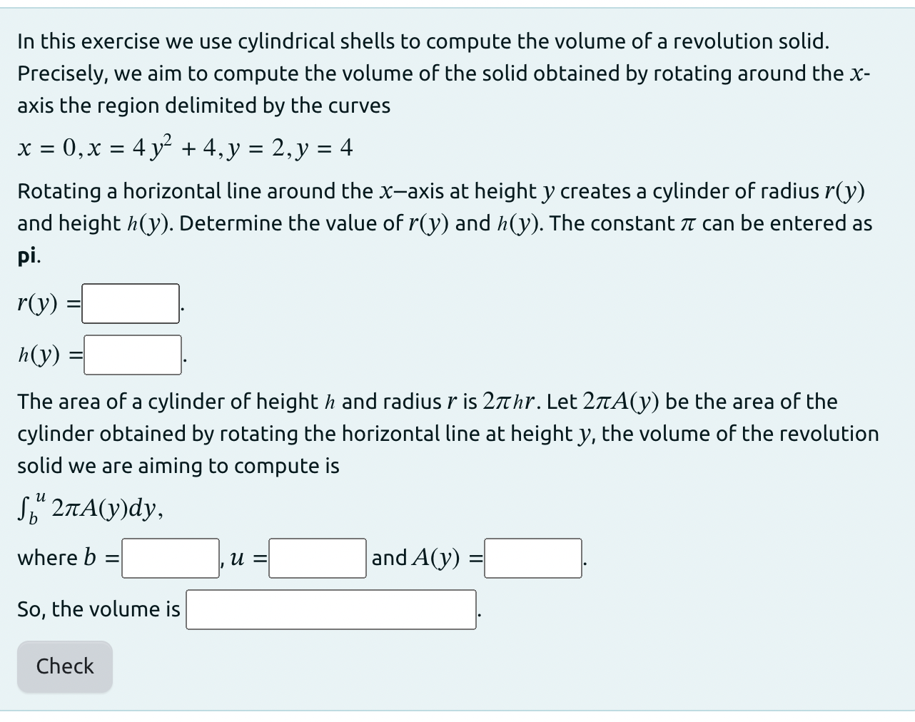 Solved In this exercise we use cylindrical shells to compute | Chegg.com