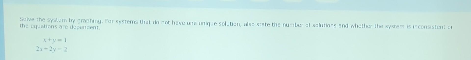Solved Solve the system by graphing. For systems that do not | Chegg.com